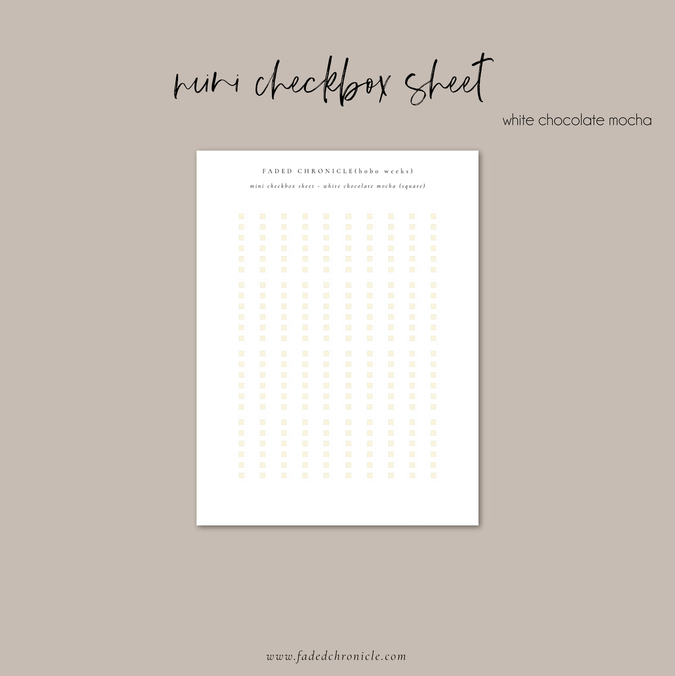 Regular Checkbox Sheet - White chocolate mocha – Faded Chronicle